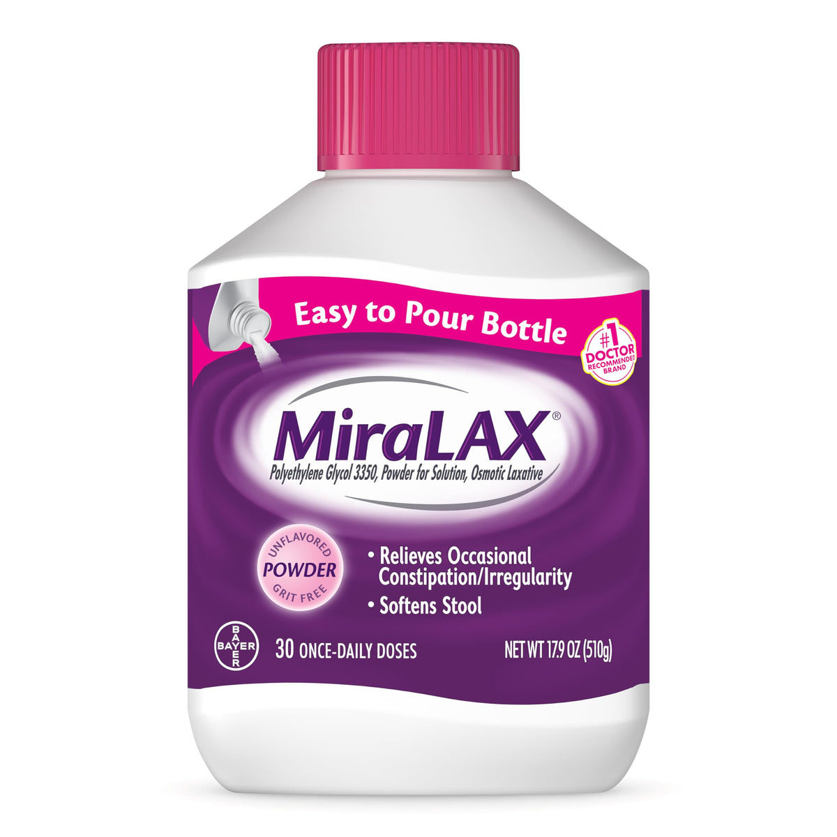 MiraLAX Laxative Powder for Gentle Constipation Relief, Stool Softener